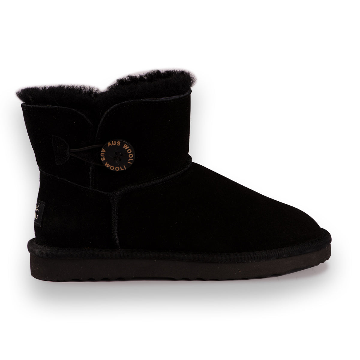 AUS WOOLI UGG SHORT SHEEPSKIN BUTTON BOOT - BLACK – AUSWOOLI